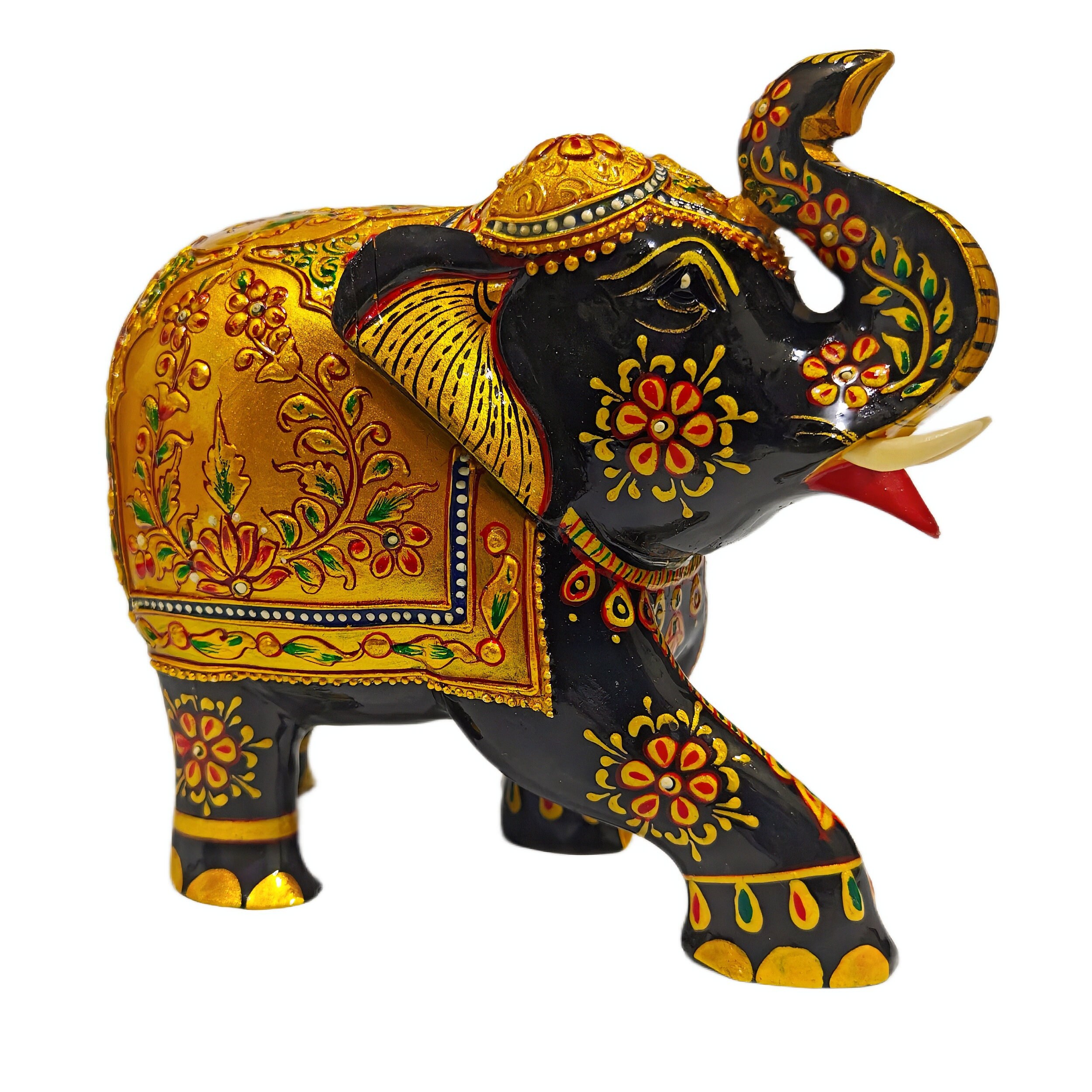Wood Hand Painted Elephant Statue Decorative Elephant - Etsy