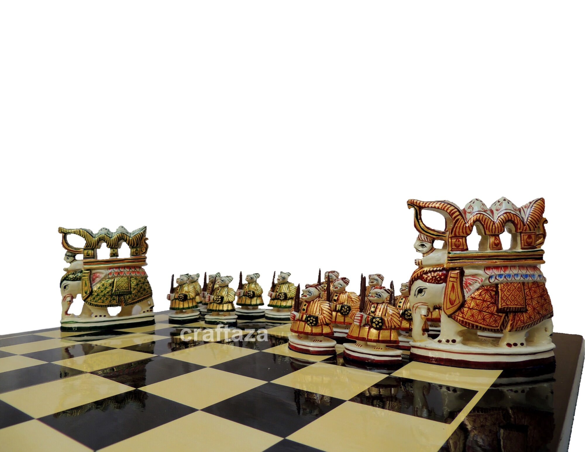Handmade Chess Set With Board Indian Maharajah Style Chess Pieces With ...