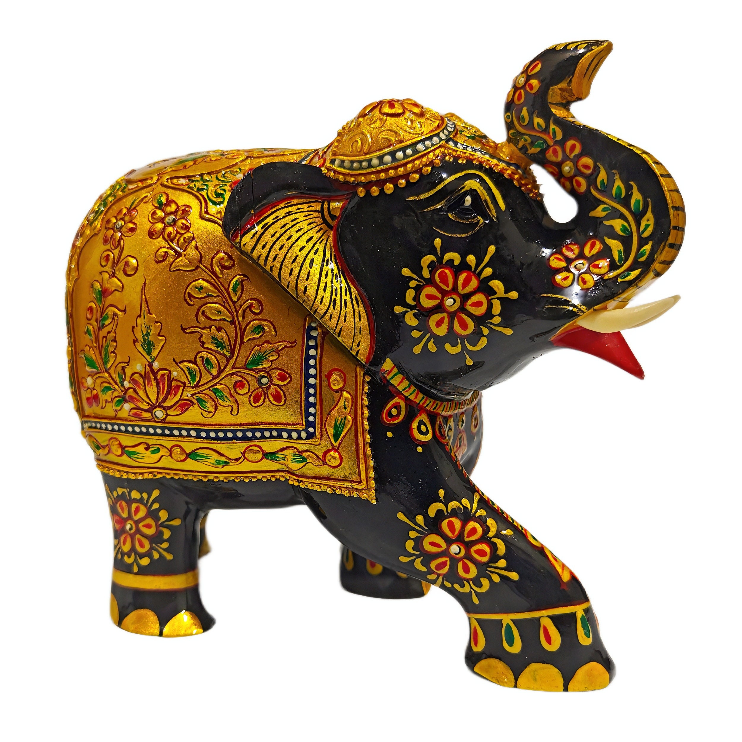 Wood Hand Painted Elephant Statue Decorative Elephant - Etsy