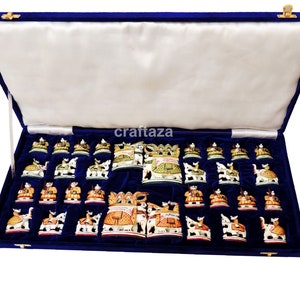 Handmade Chess Set With Board Indian Maharajah Style Chess Pieces With ...