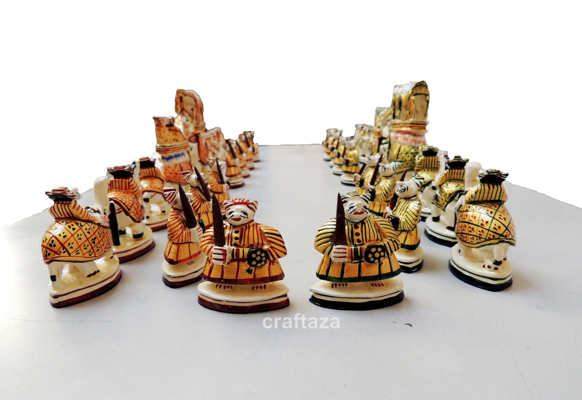 Handmade Chess Set With Board Indian Maharajah Style Chess Pieces With ...