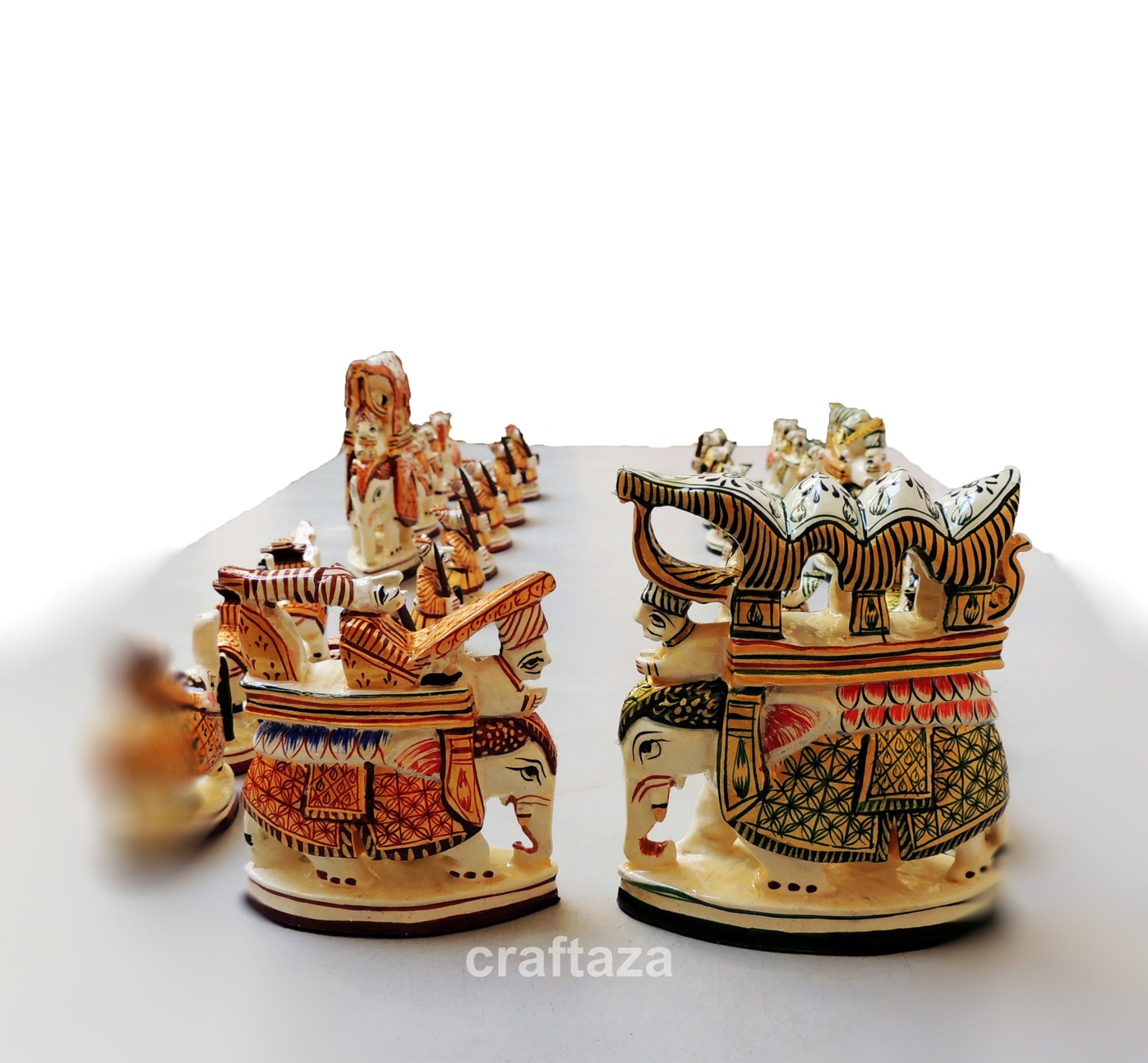 Handmade Chess Set With Board Indian Maharajah Style Chess Pieces With ...