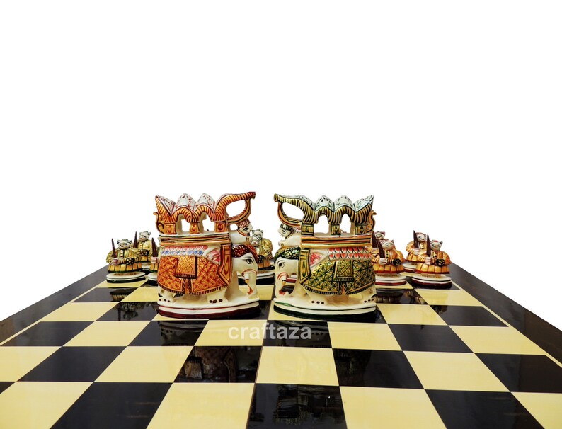 Handmade Chess Set With Board Indian Maharajah Style Chess Pieces With ...