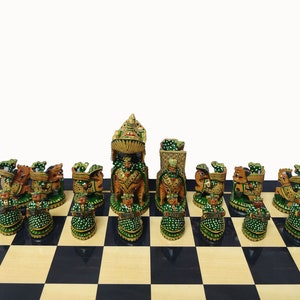 Handmade Chess Set | Indian Classic Maharajah Wooden Chess Pieces - Etsy