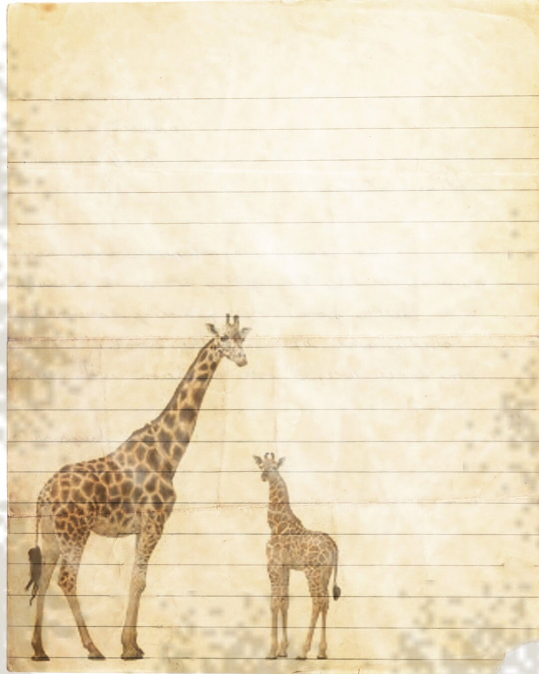 Printable Giraffe Journal Page, Giraffe Wildlife Stationery, Lined ...
