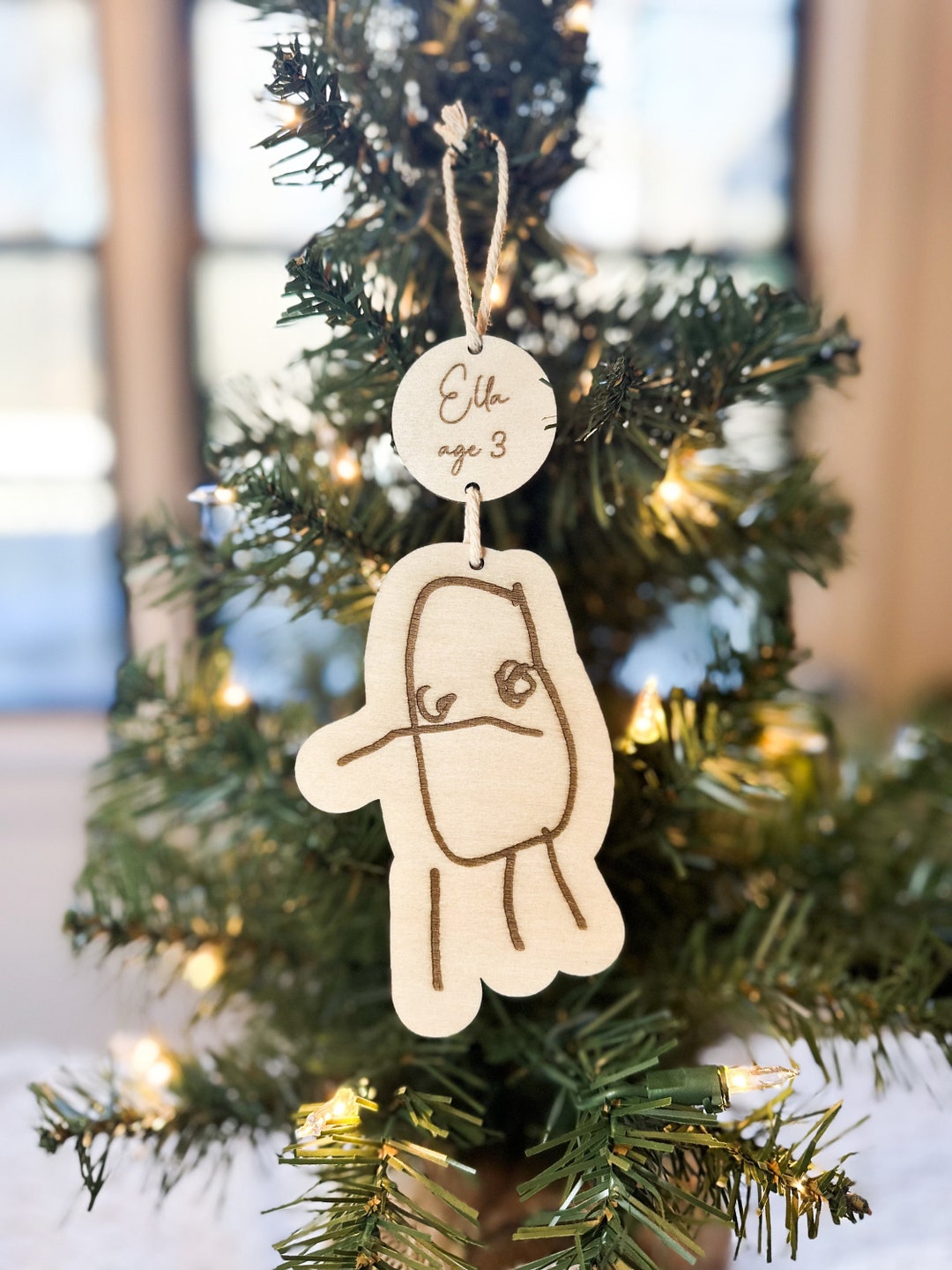 Personalized Childs Drawing Christmas Tree Ornament, Custom Keepsake ...