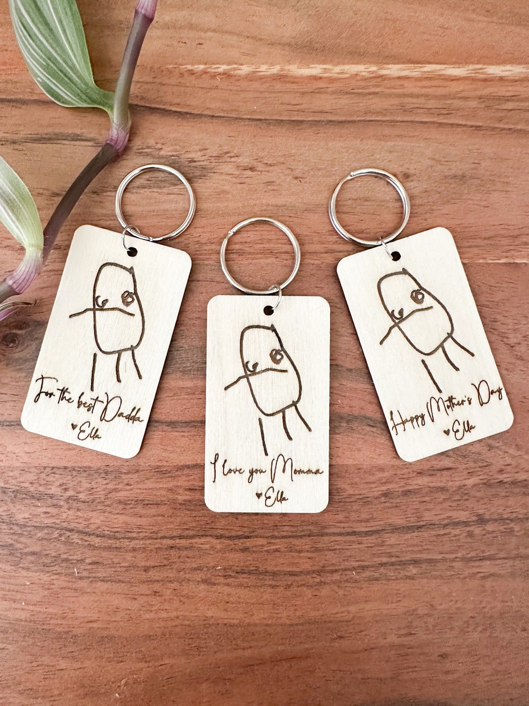 Personalized Childs Drawing Keychain, Childrens Drawing Custom Gift for ...