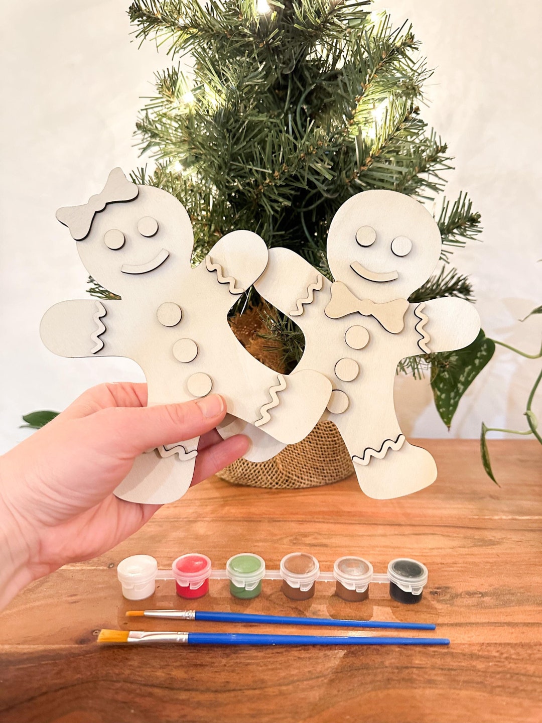 Set of 2 DIY Gingerbread Man Paint Kit, Christmas Holiday DIY Craft ...