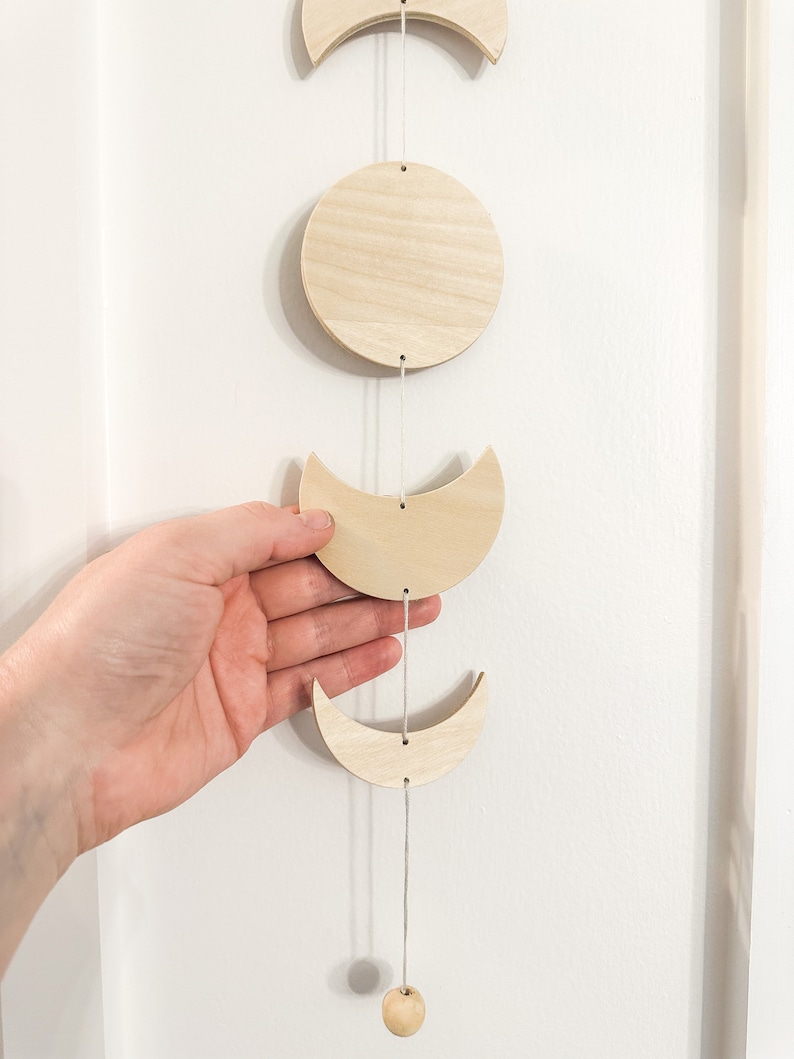 Moon Phases Wall Decor Art, Wooden Moon Phase Wall Hanging, Lunar ...