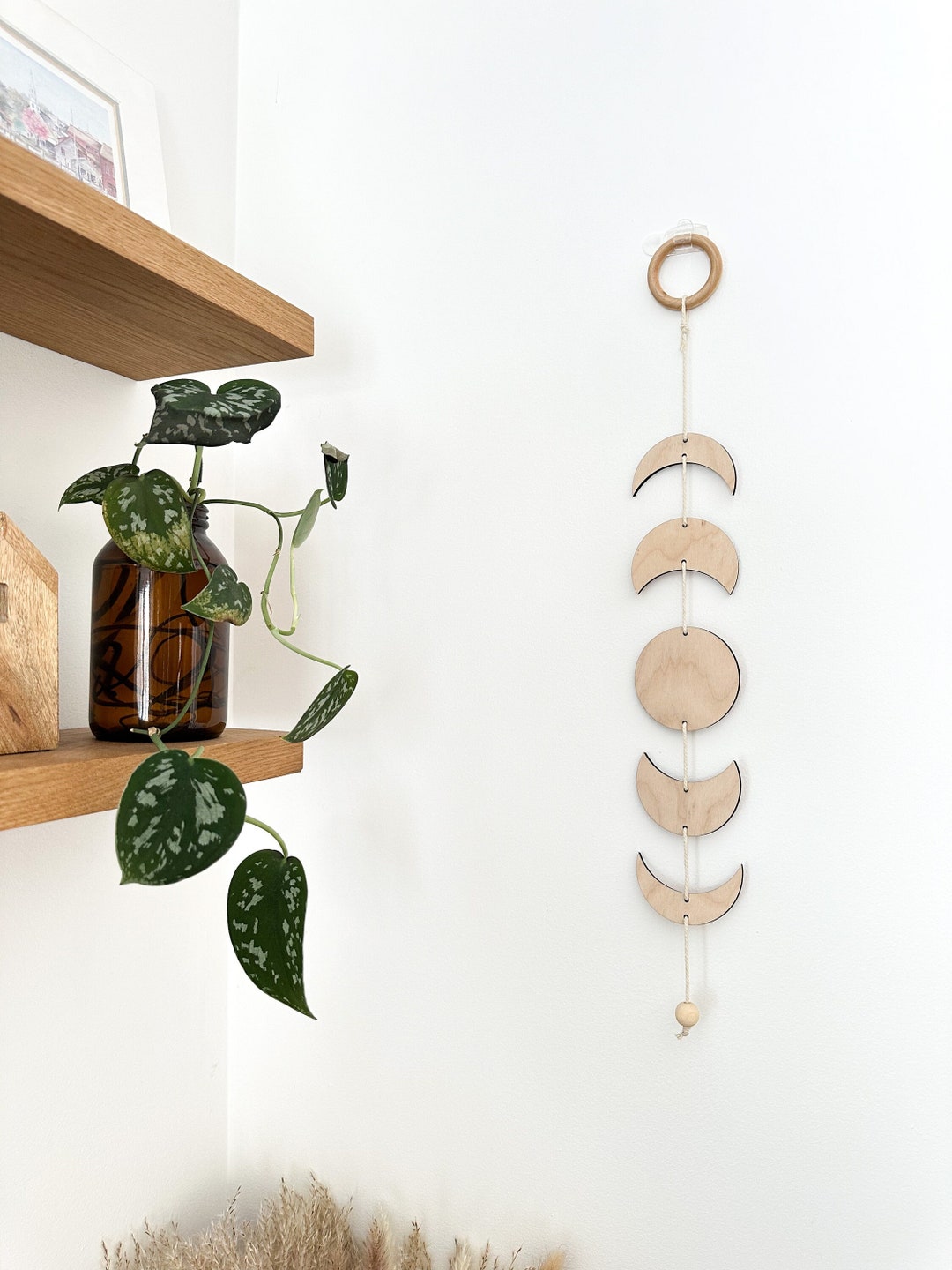 Moon Phases Wall Decor Art, Wooden Moon Phase Wall Hanging, Lunar ...