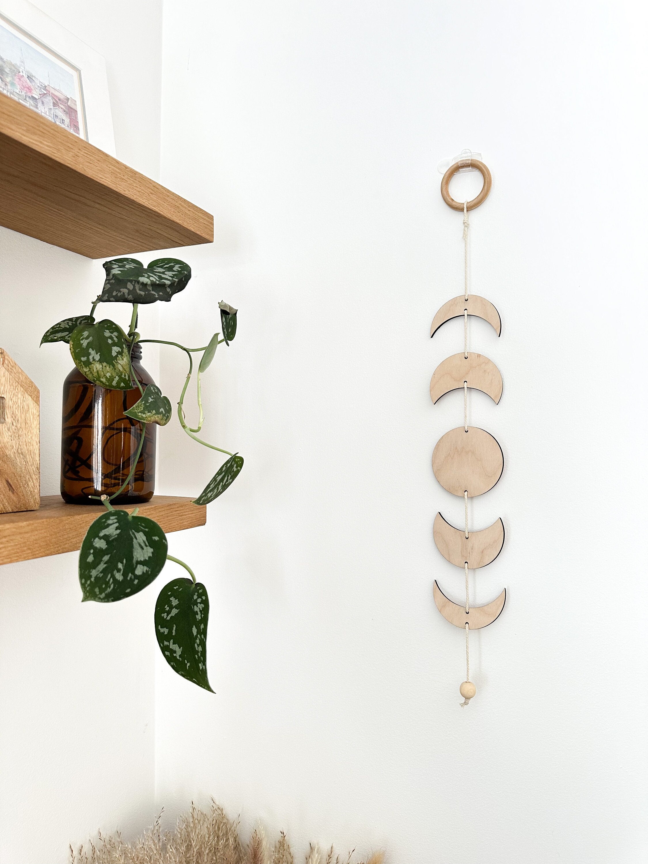 Moon Phases Wall Decor Art, Wooden Moon Phase Wall Hanging, Lunar ...