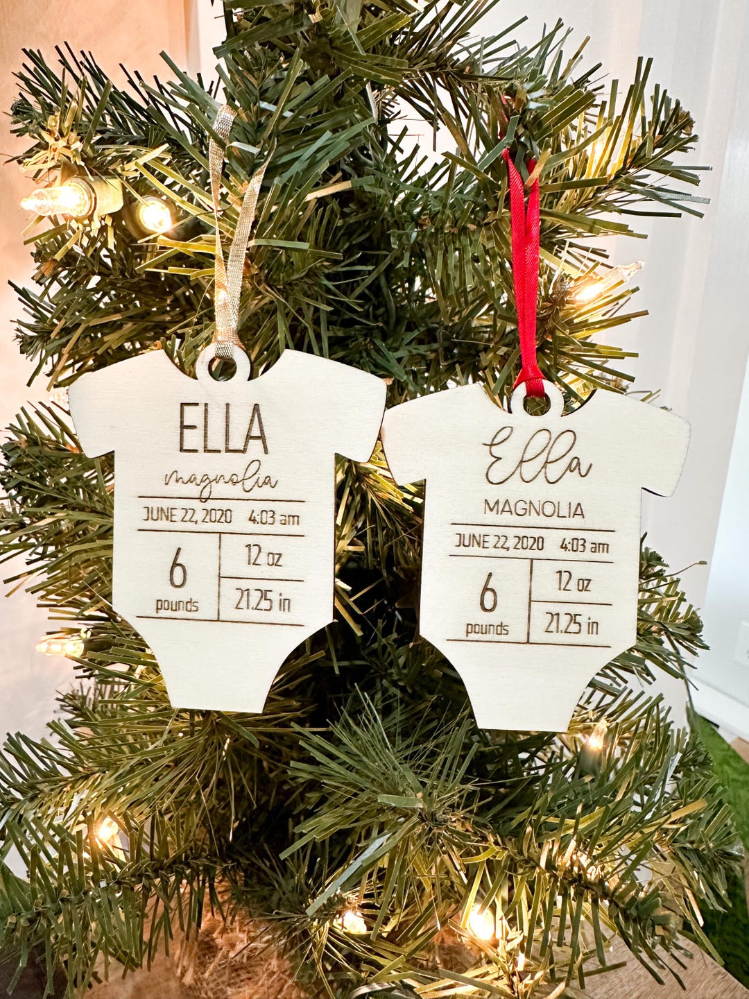 Personalized Baby’s First Christmas Tree Ornament, Custom Baby Keepsake ...