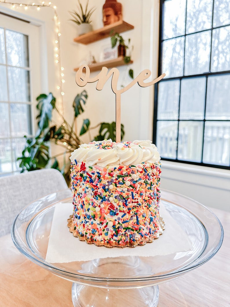 Wood Cake Topper for First Birthday, Wood Neutral Minimalist Decoration ...