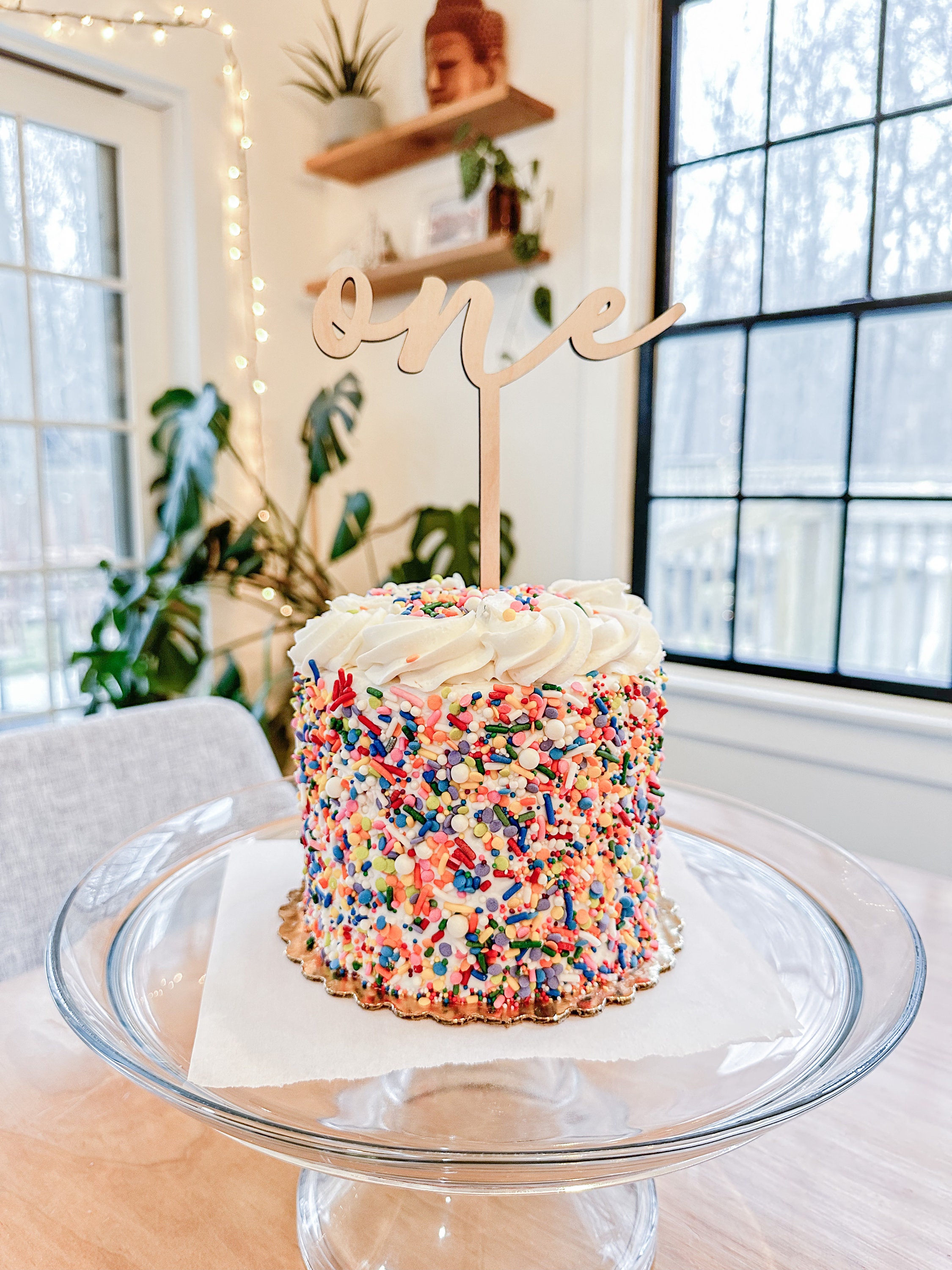 Wood Cake Topper for First Birthday, Wood Neutral Minimalist Decoration ...