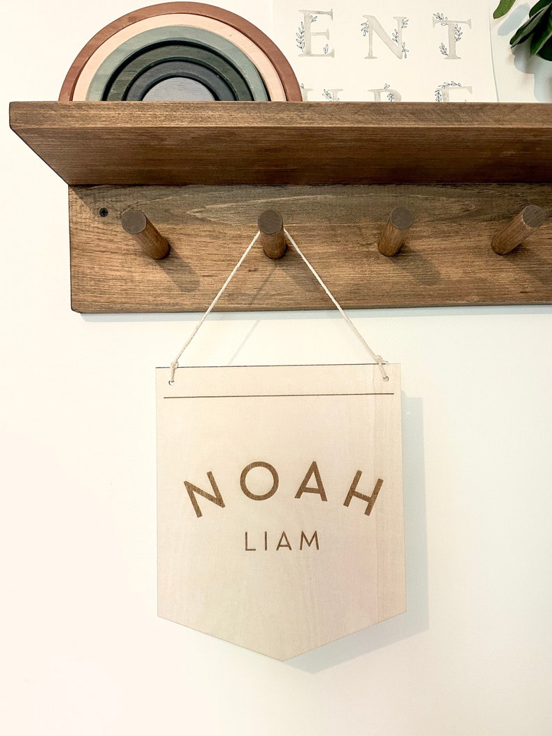 Engraved Wooden Sign for Baby Nursery, Personalized Baby Name Wall ...