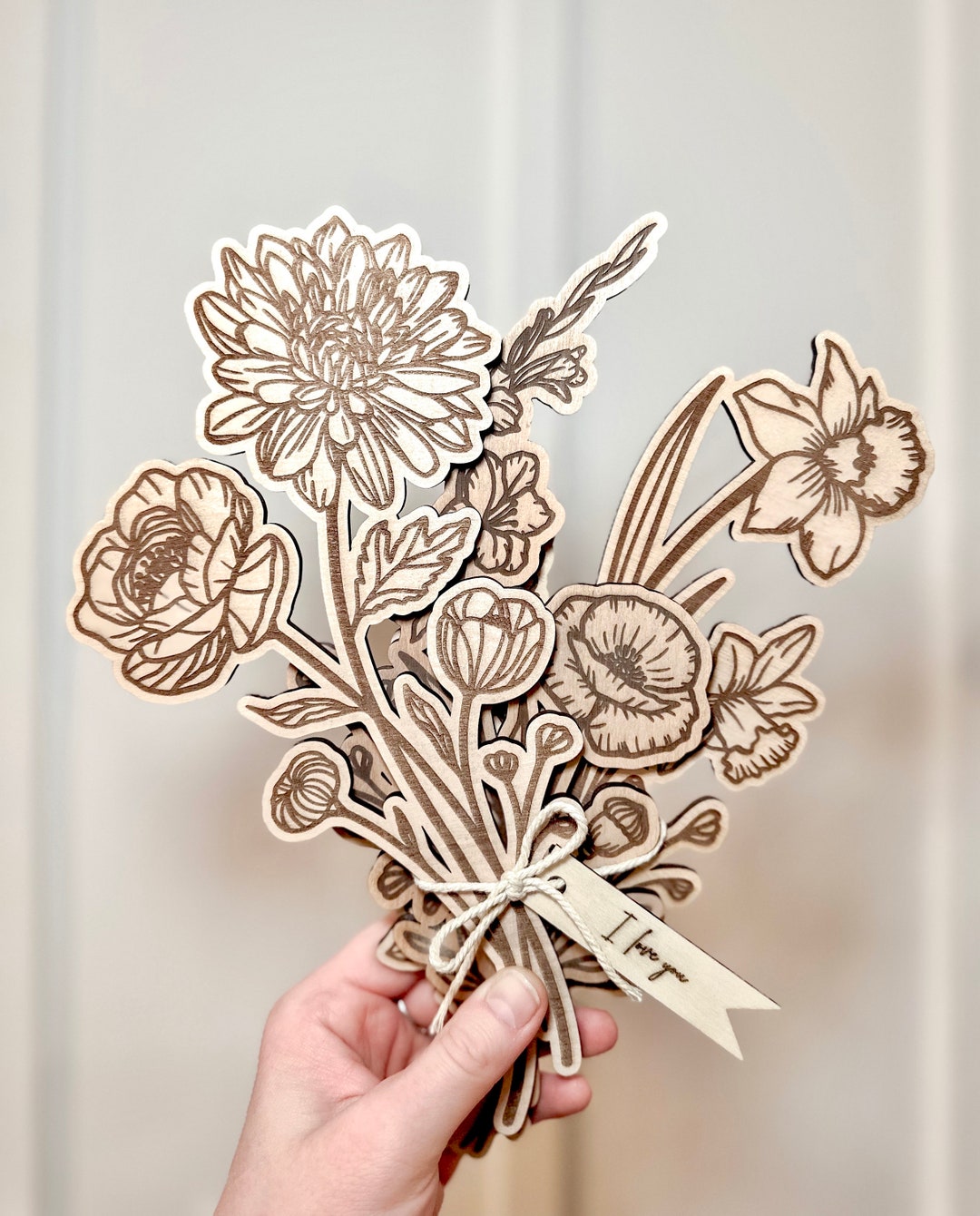 Wood Birth Flower Bouquet, Floral Bouquet Gift, Gifts for Grandma for ...