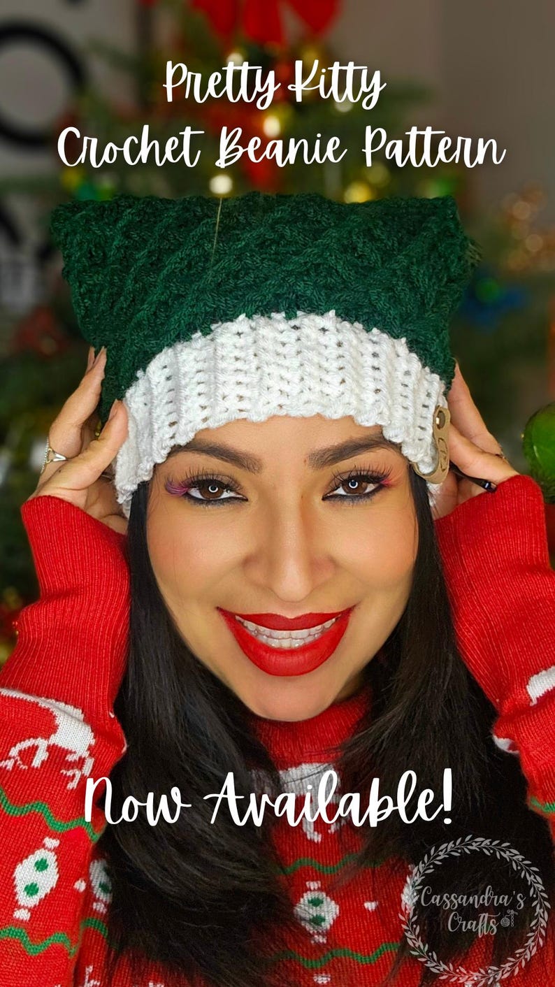 Pretty Kitty Crochet Beanie Pattern - Etsy