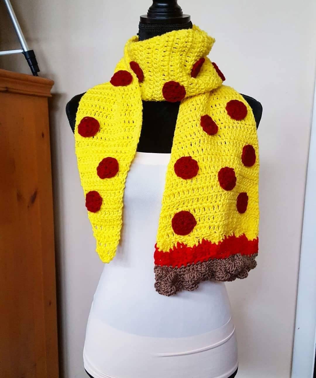 Crochet Pepperoni Pizza Scarf Made to Order - Etsy