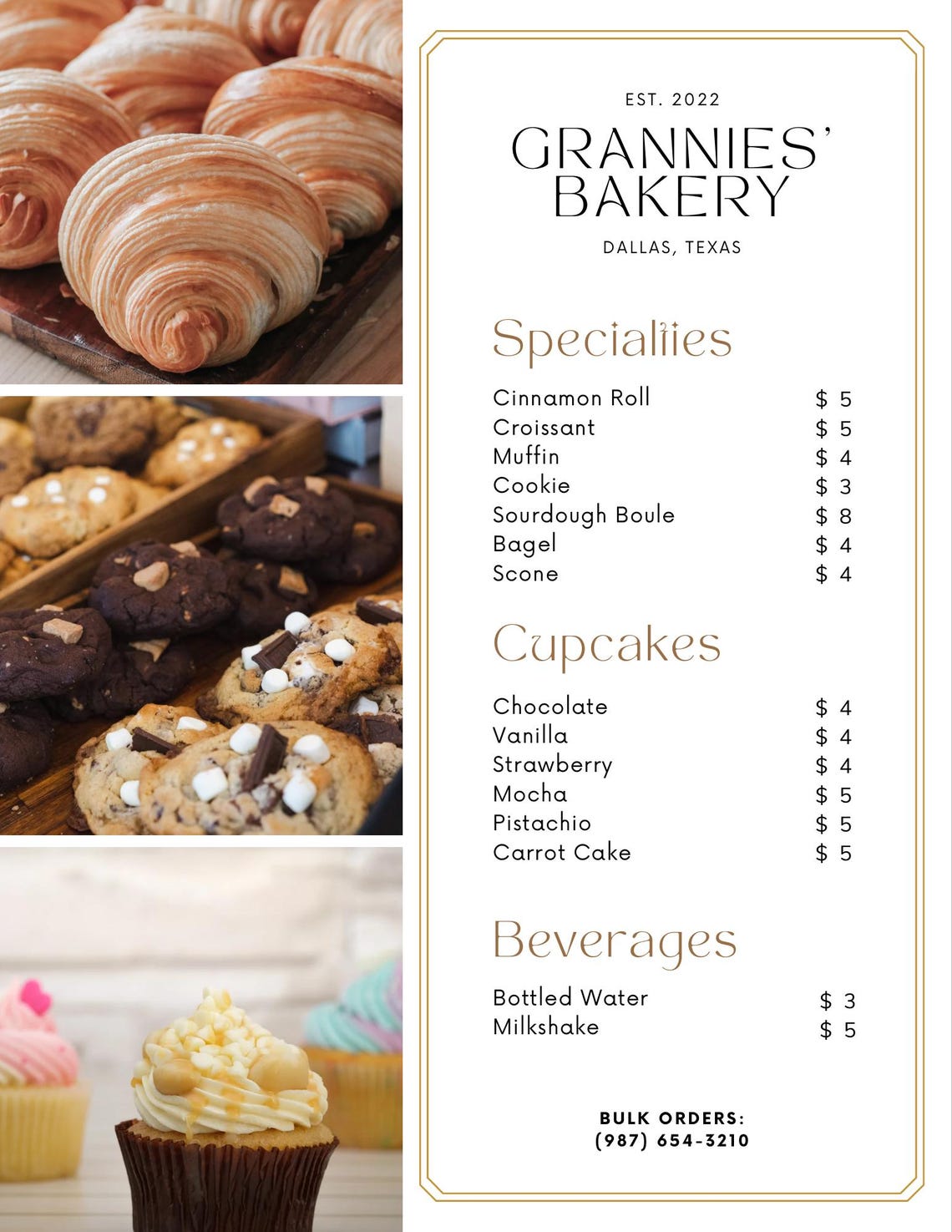 Photo Bakery Menu - Etsy