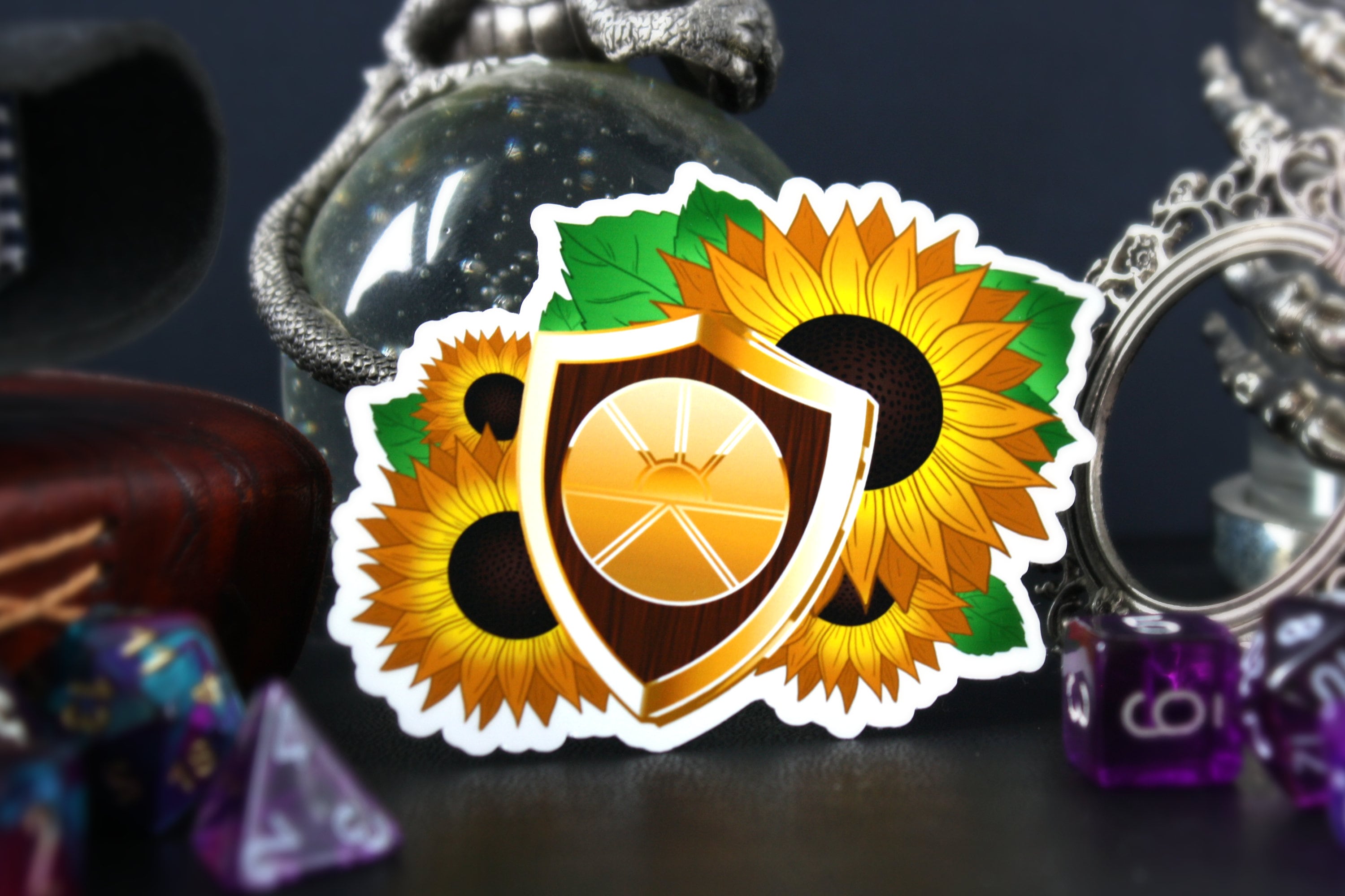 Paladin, Dungeons and Dragons Class Sticker Sunflowers, Shield, Golden ...