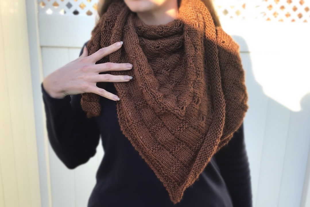 Basket Weave Scarf - Brown, Rustic, Autumn, Winter, Warm, Knit, Shawl ...