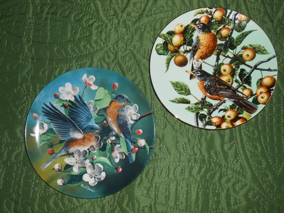 Bluebird and Robin Plates | Etsy