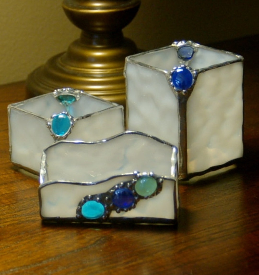 Desk Set Stained Glass Business Card Holder, Pen/pencil Holder, And/or ...