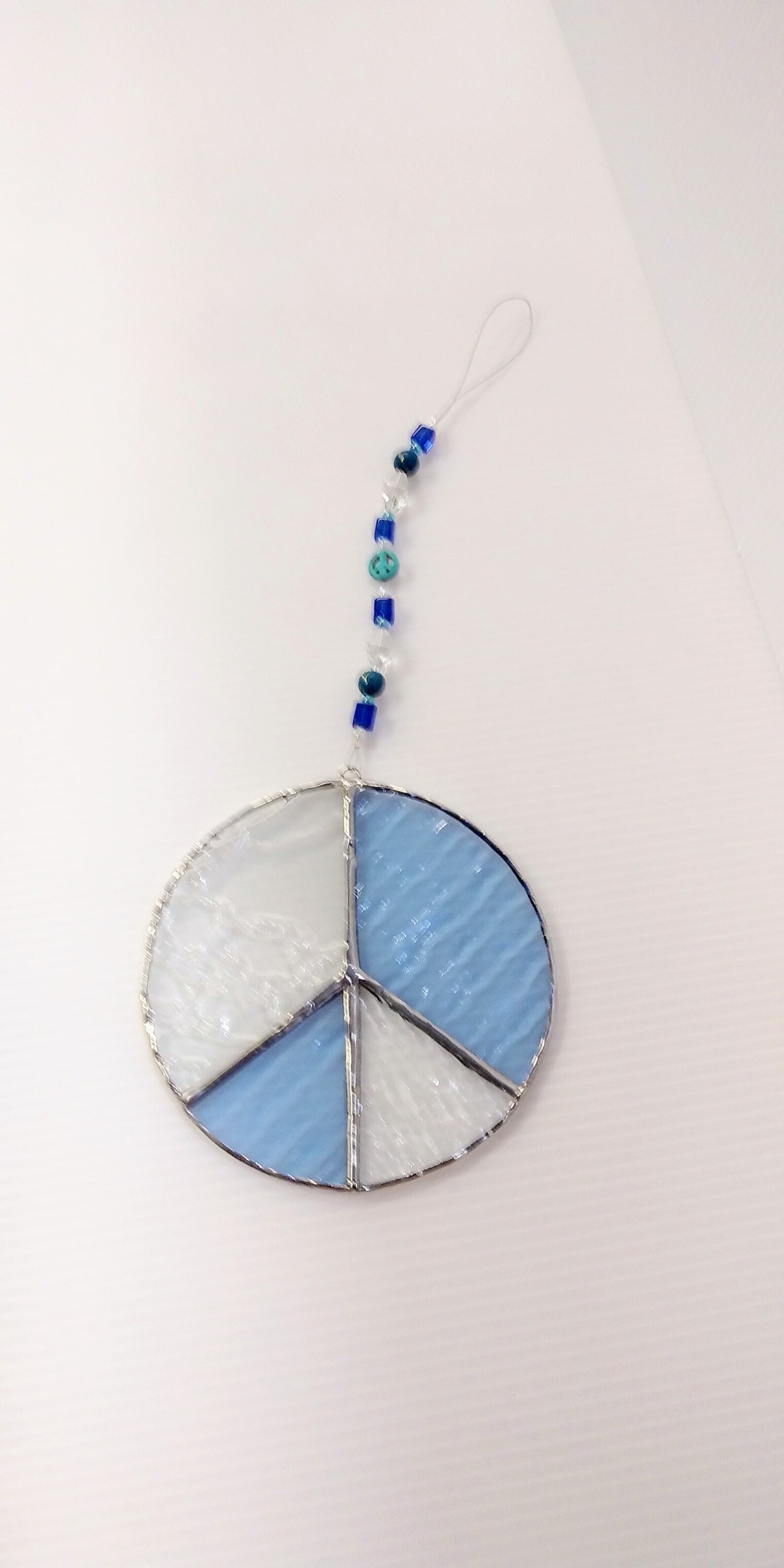 Periwinkle Blue and Clear Textured Stained Glass with Beaded | Etsy