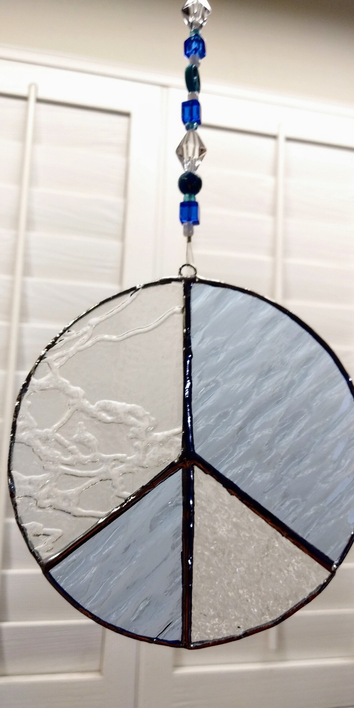 Periwinkle Blue and Clear Textured Stained Glass with Beaded | Etsy