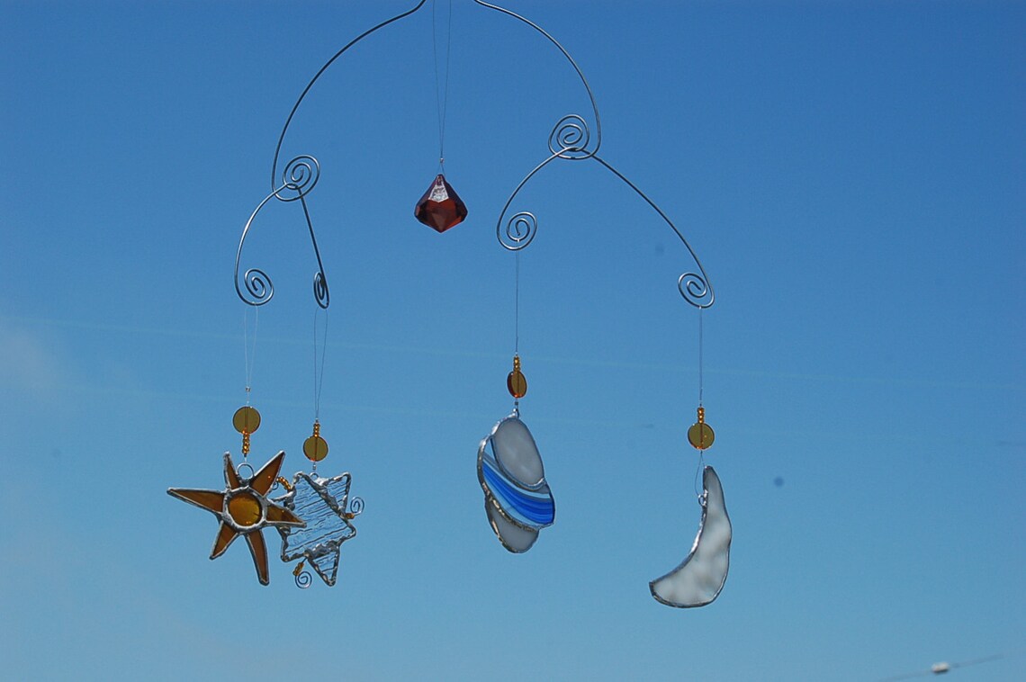 Stained Glass Mobile Sun Moon Planet Star Unique Gift Idea | Etsy