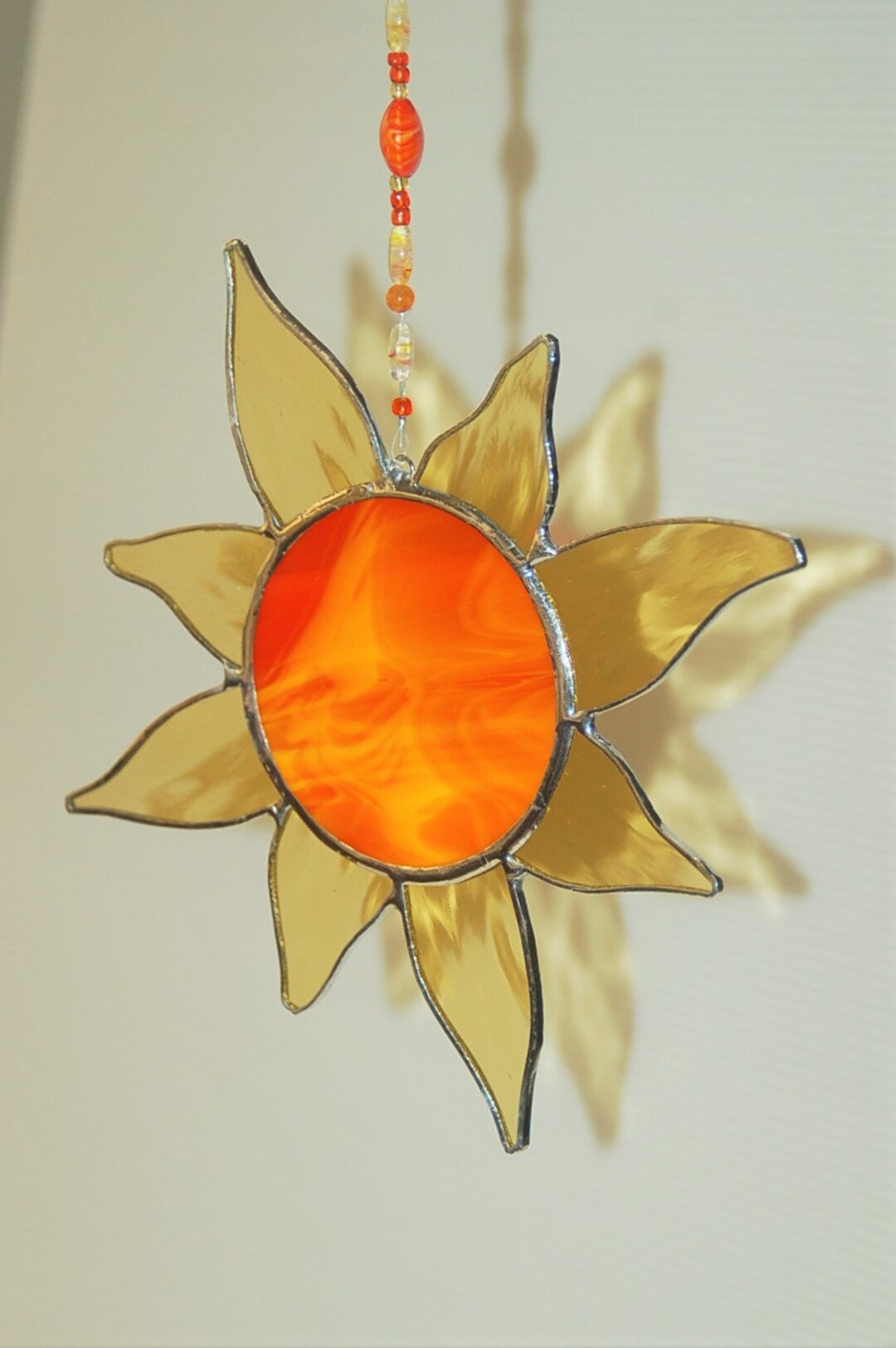 Sun/star Shape Choice of Colors Orange or Red W/ Yellow Glass Beaded ...