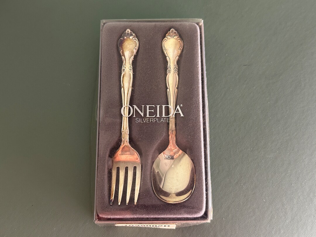Vintage Silver Plate Baby Spoon and Fork Set Oneida Affection Community ...
