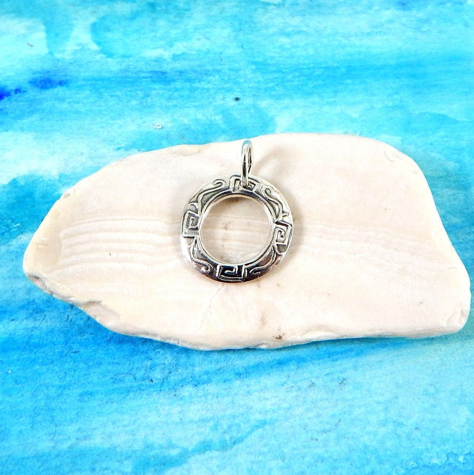 CIRCLE OF INTENTION Tiny Greek Key Silver Charm - Etsy