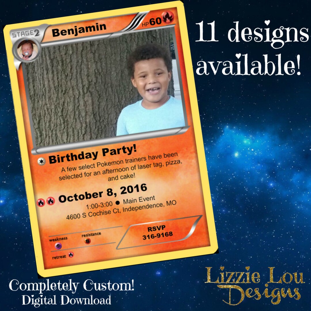 Custom Pokemon Card Invitation - Etsy