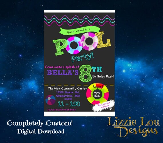 Custom Pool Party Invitation | Etsy