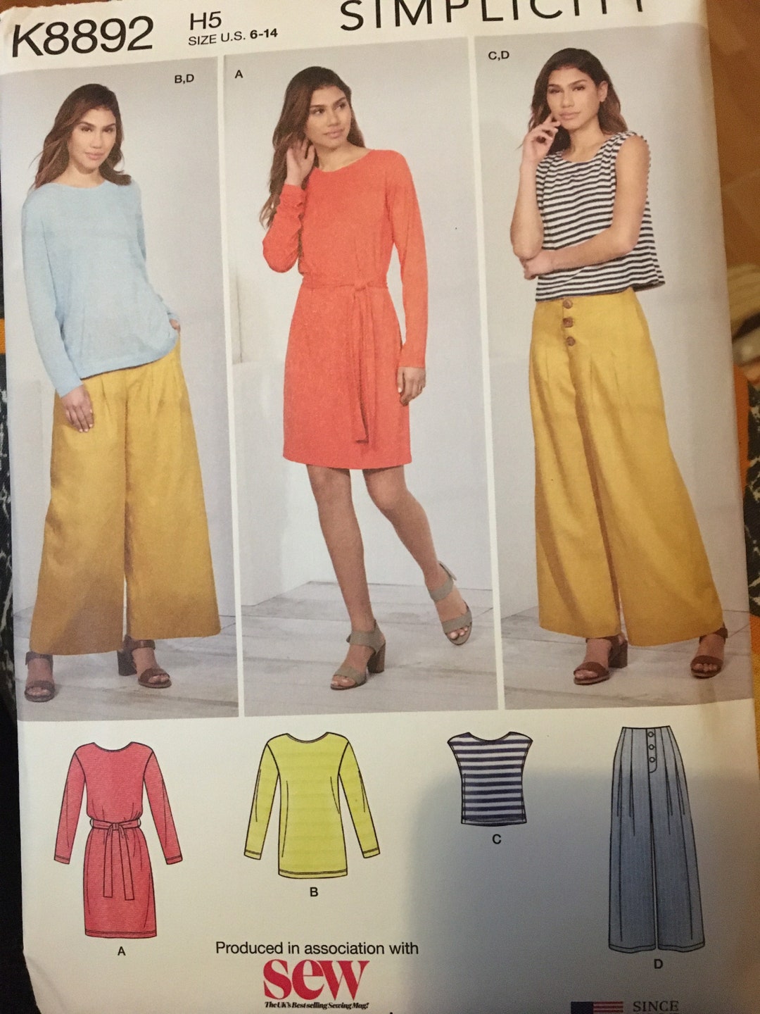 Simplicity Sewing K8892 Pattern Dress Top Wide Leg Palazzo Pants Tunic ...