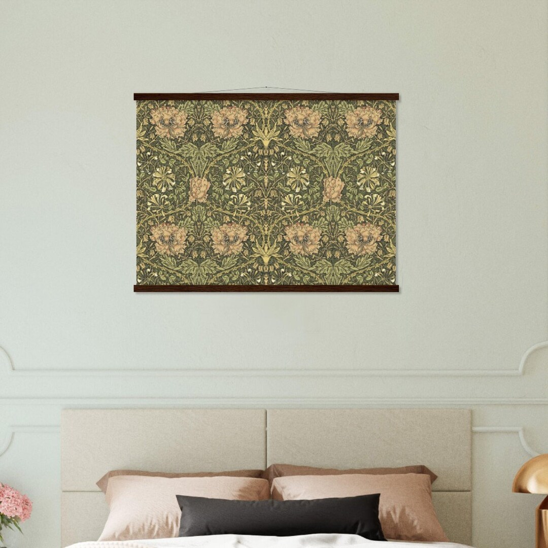Green Honeysuckle - May Morris - Morris and Co. Print With Wooden ...