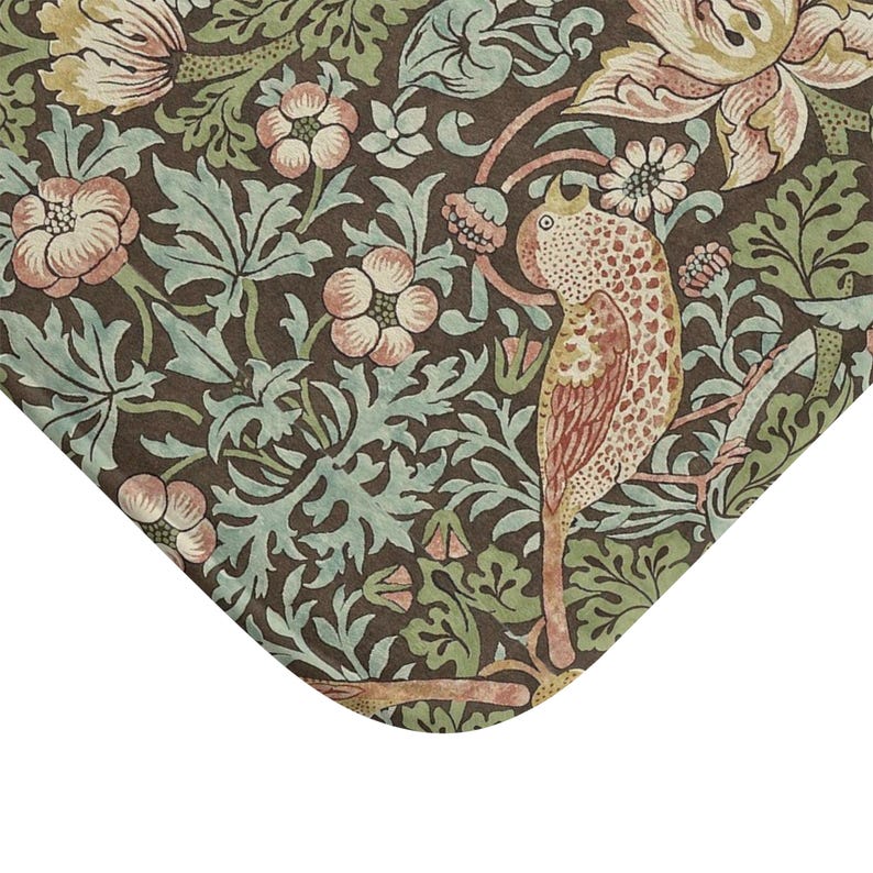 Maximalist Bath Mat, Strawberry Thief, Moody Floral William Morris ...