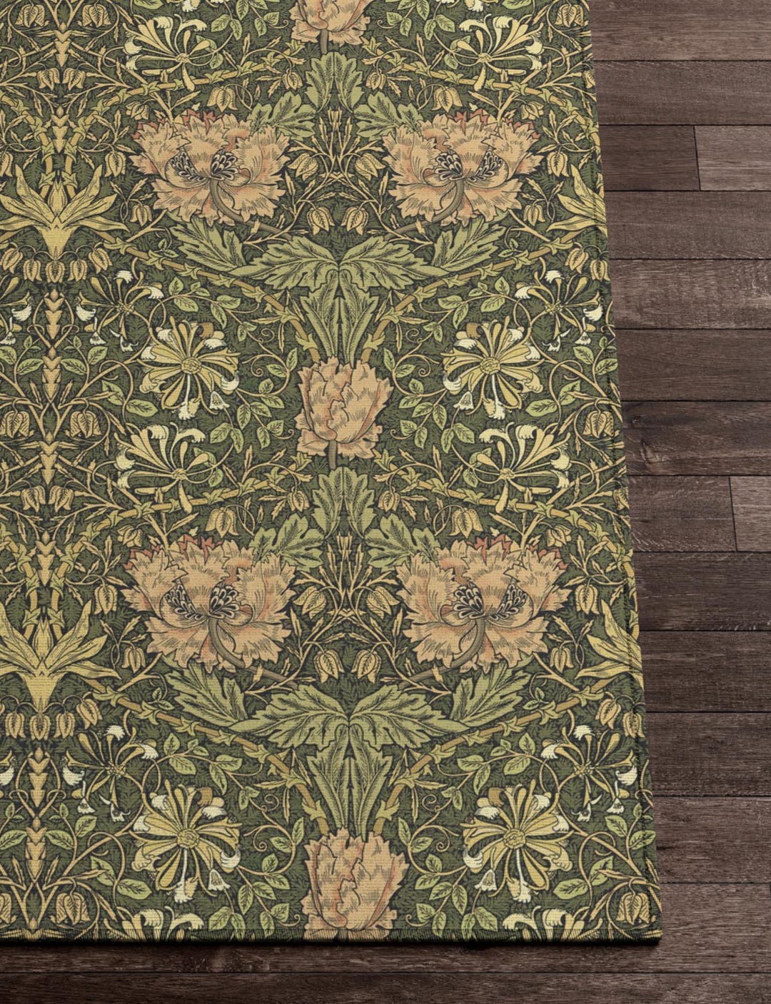 William Morris Rug, Kitchen, Bath or Hallway Runner Rug, Earthy Green ...