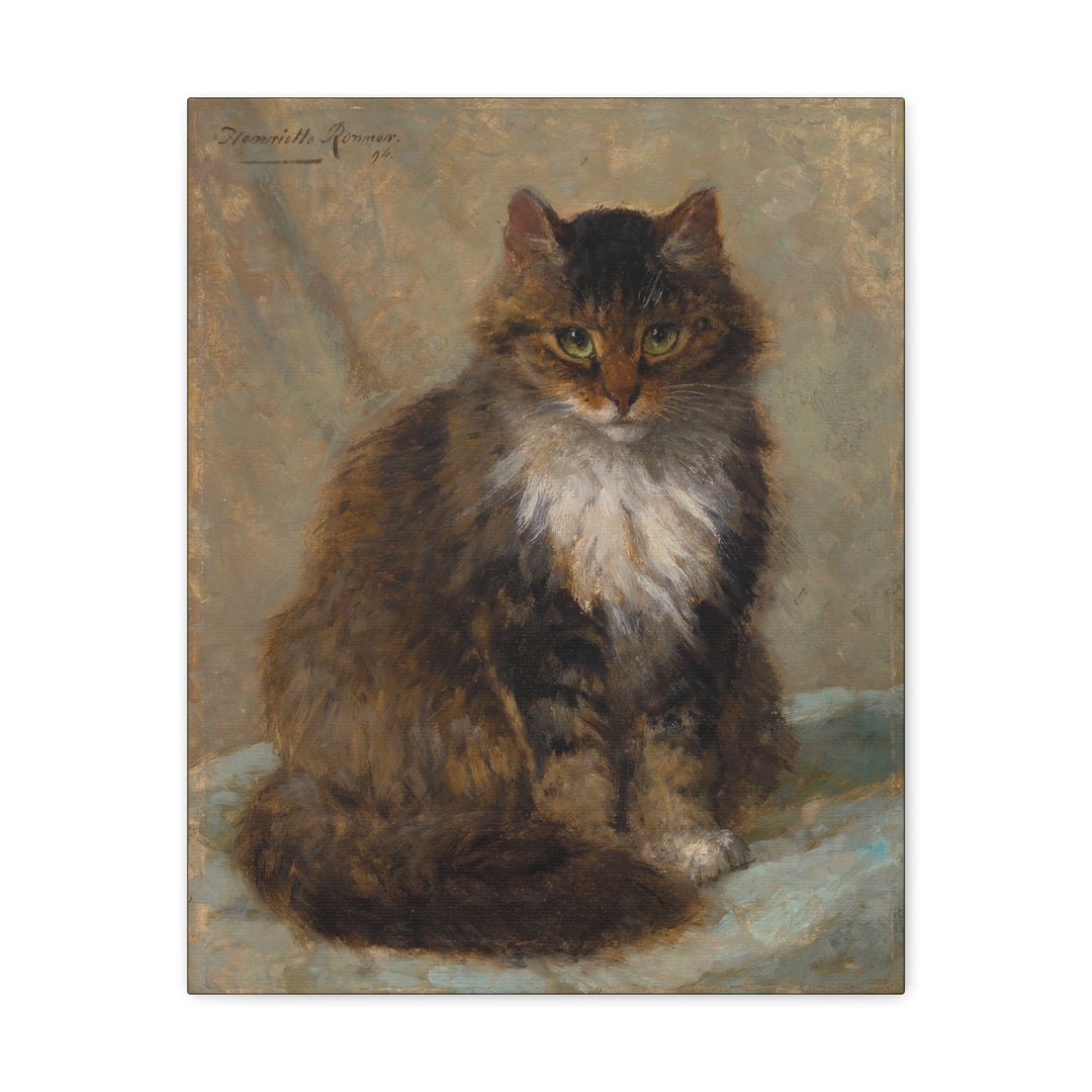 Cat Oil Painting Art Print, Henriëtte Ronner-knip Canvas Made With 100% Cotton the Maine Coon ...