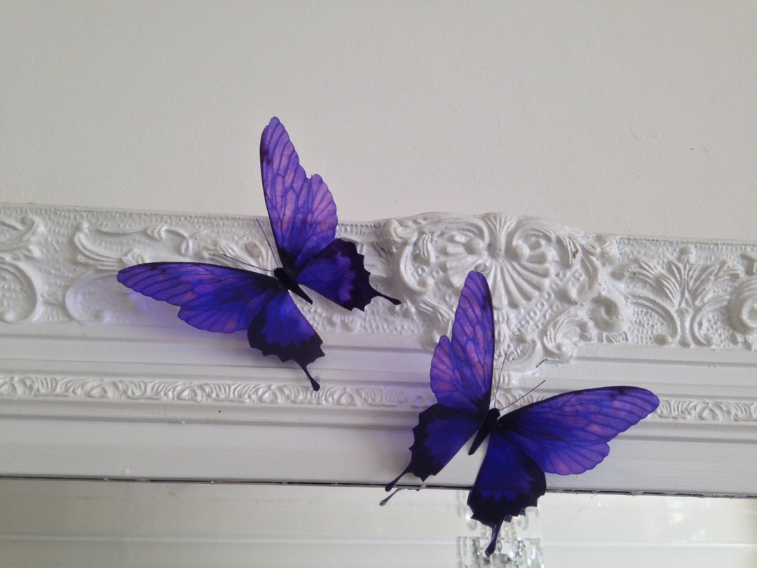 4 Luxury in Flight Deep Purple Butterflies 3D Butterfly Wall Art ...