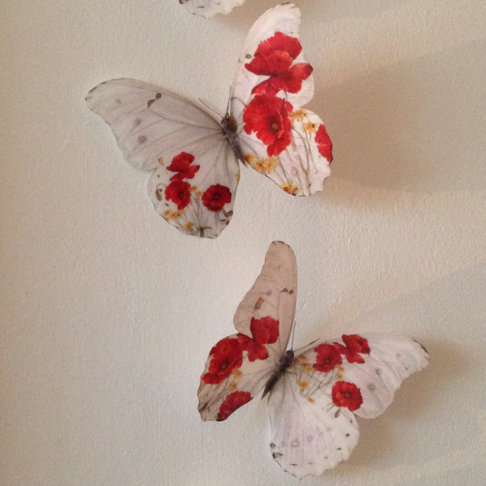 4 Beautiful Red Poppy Butterflies Table Wedding Bedroom | Etsy