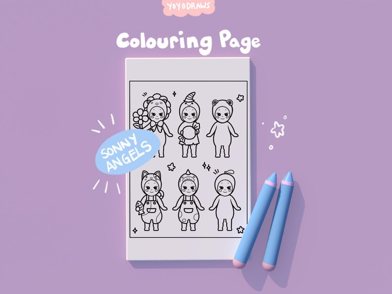 Printable Sonny Angel Colouring Page - 1 Page - Cherub Coloring Sheet ...