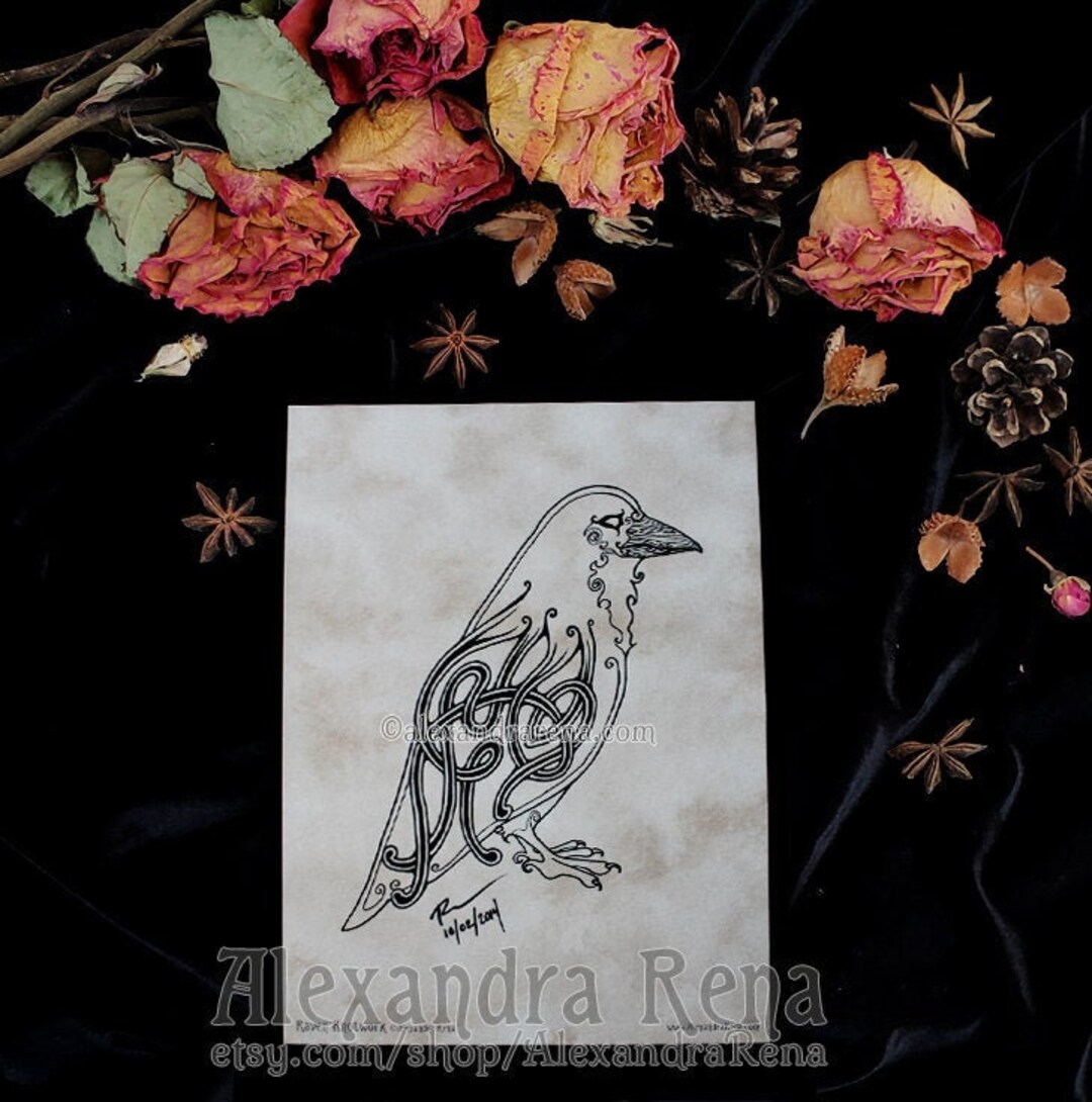 Knotwork Raven Art Print 5x7 - Etsy España
