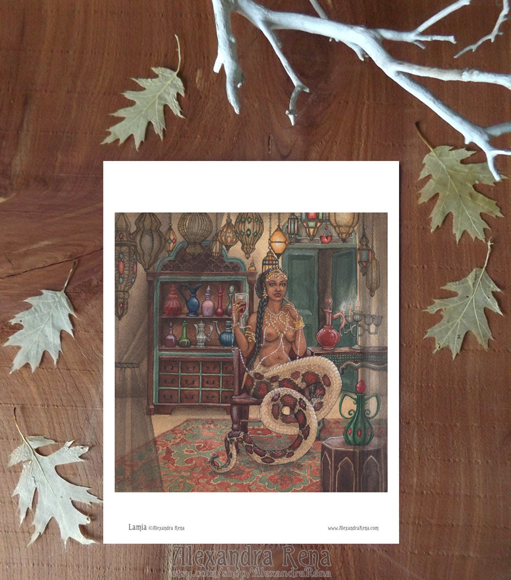 The Lamia Snake Woman Seductress Myth Art Print - Etsy