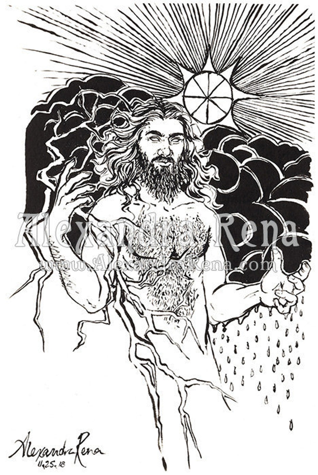 Taranis Celtic God Art Print - 5x7 - Etsy