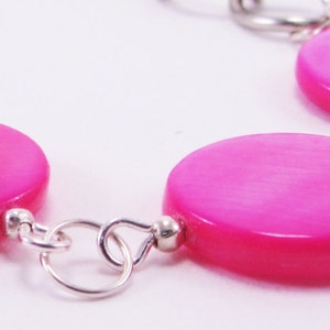 Silver Tone Chain With Hot Pink Shell Beads Necklace and - Etsy