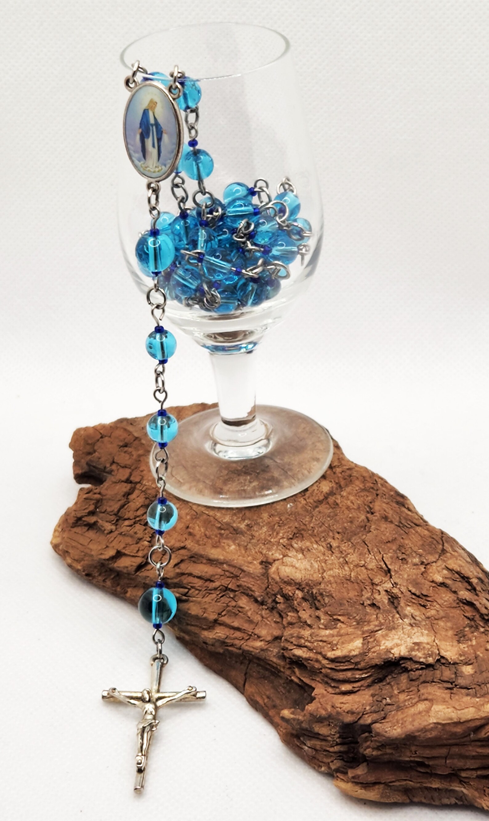 Blue Glass Rosary Prayer Beads With Tiny Cobalt Blue Seed Bead - Etsy