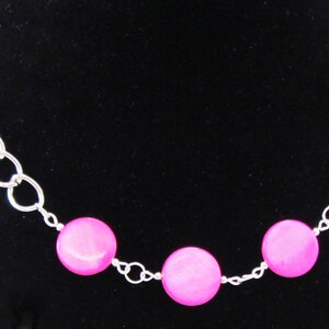 Silver Tone Chain With Hot Pink Shell Beads Necklace and - Etsy