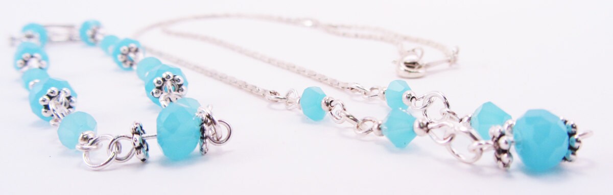 Blue Ice, Aquamarine Gemstone Necklace and Bracelet, Sweet Petite - Etsy